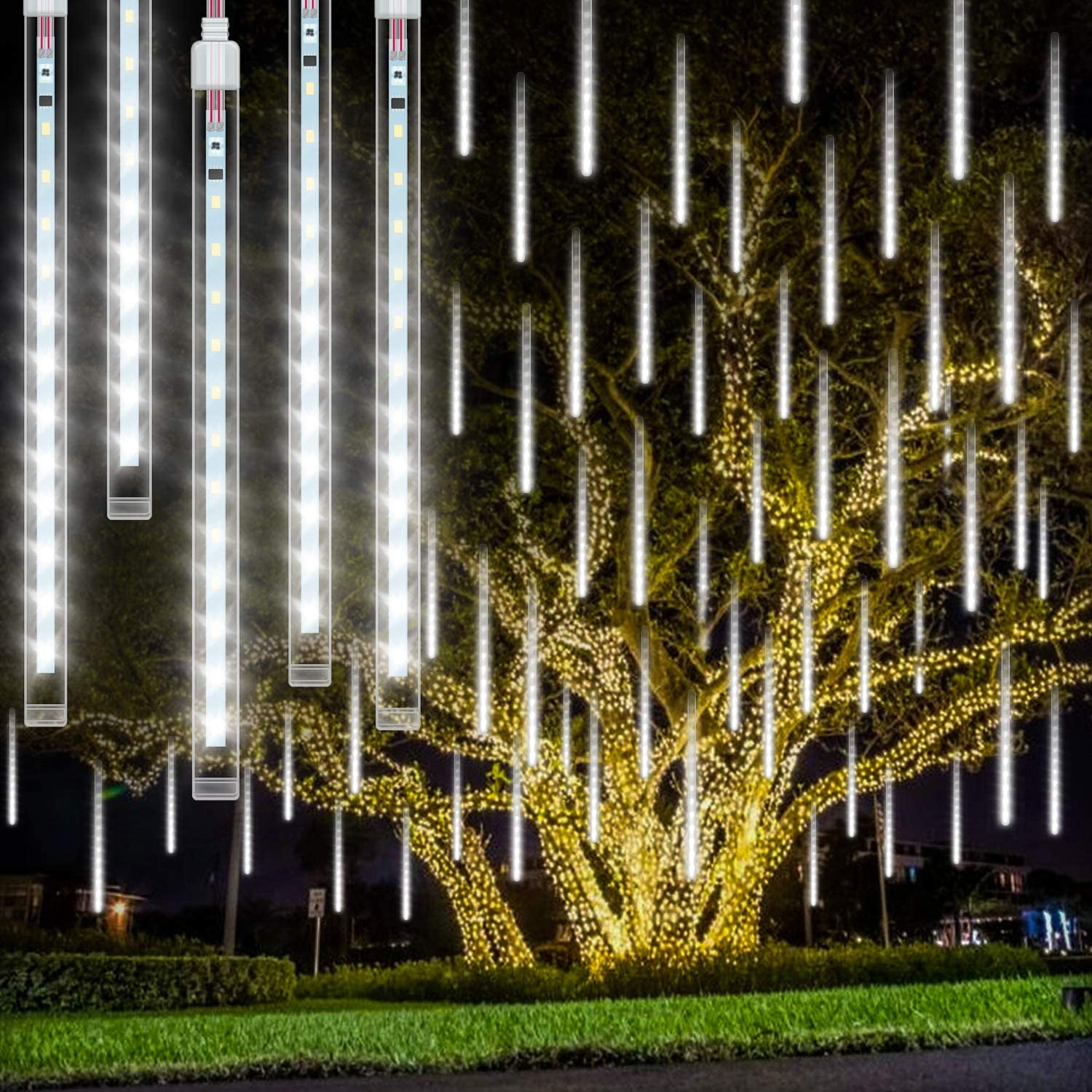 Sinhoon LED Meteor Shower Rain Lights, Falling Rain Lights Waterproof ...