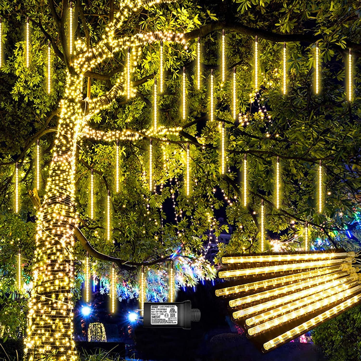 Sinhoon Meteor Shower Rain Lights 30cm 8 Tube 192 LEDs, Multicolor ...