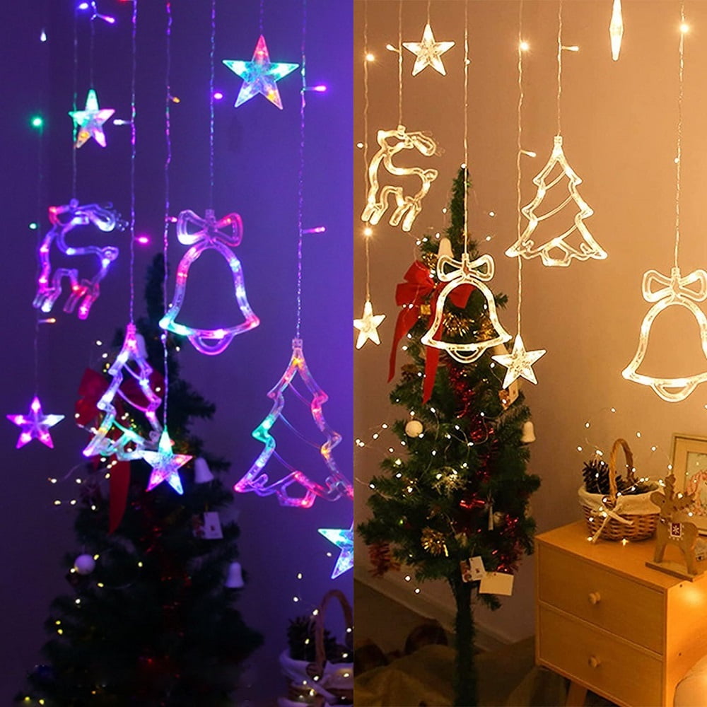 Sinhoon Twinkling Christmas Window Curtain Lights - 6 Stars 2 Elks 2 ...