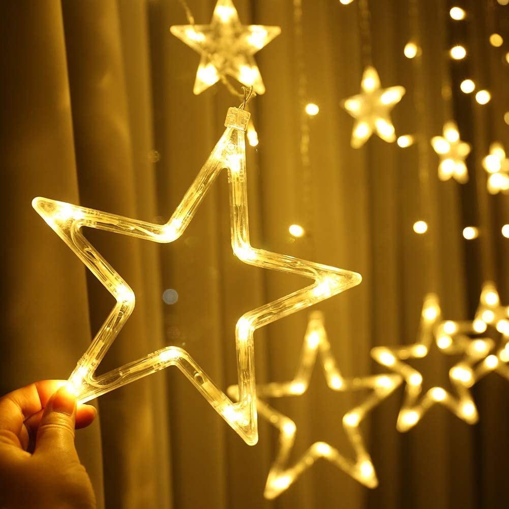 Sinhoon Waterproof Curtain Lights, 12 Stars 138 LED Window String ...