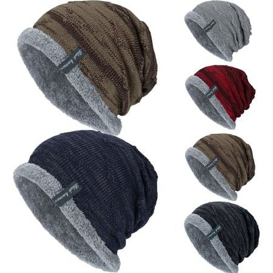 Sinhoon Winter Men Baggy Beanie Knit Hat Warm Fleece Wool Cap Slouchy ...