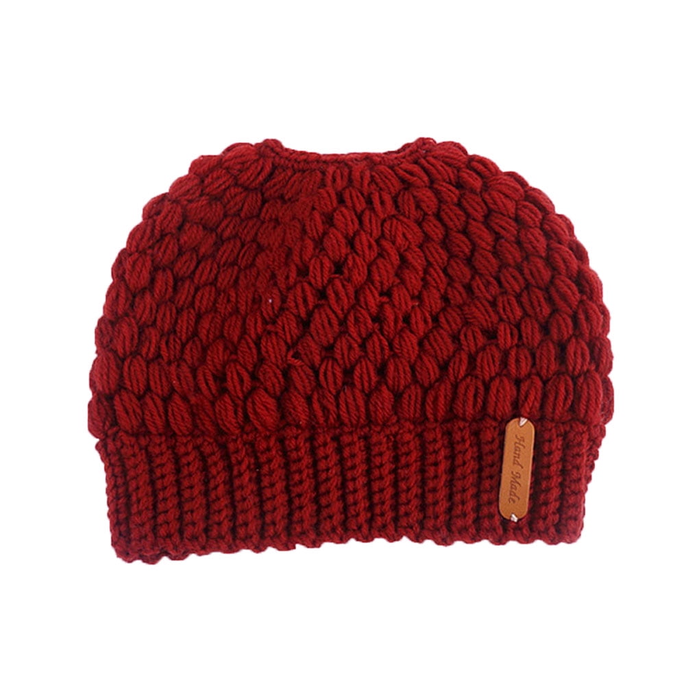 Sinhoon Women Winter Warm Hat Ponytail Beanie Hat High Messy Bun ...