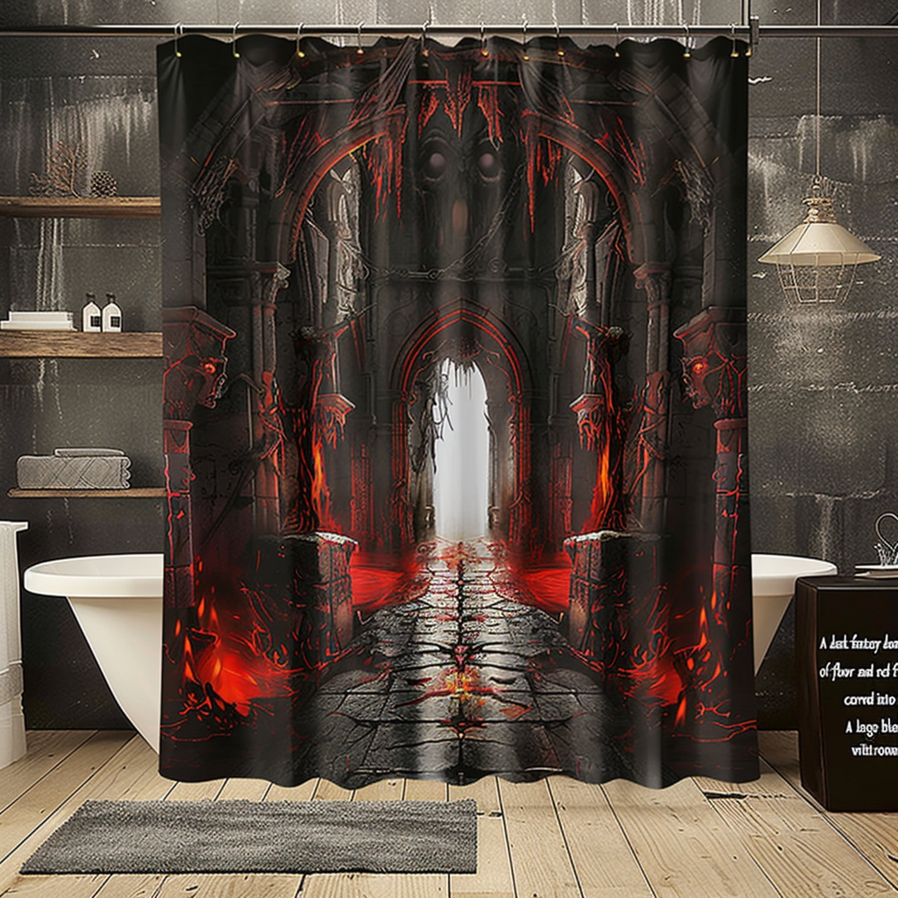 Sinister Gothic Crypt Shower Curtain Dark Fantasy Bathroom Decor with ...