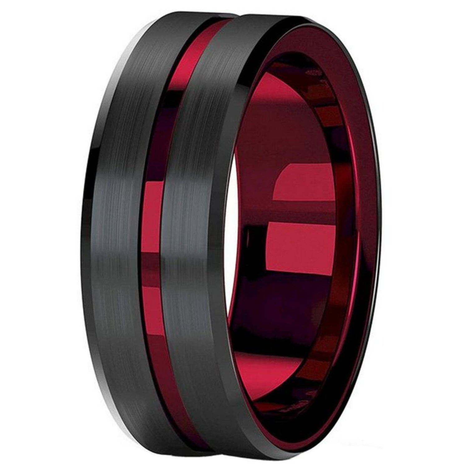 Sinister Rocker Ring Black Red Genderless Stainless Steel Gothic ...
