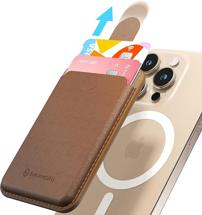 Sinjimoru Pull & Eject Magnetic Wallet for iPhone, Vegan Leather ...