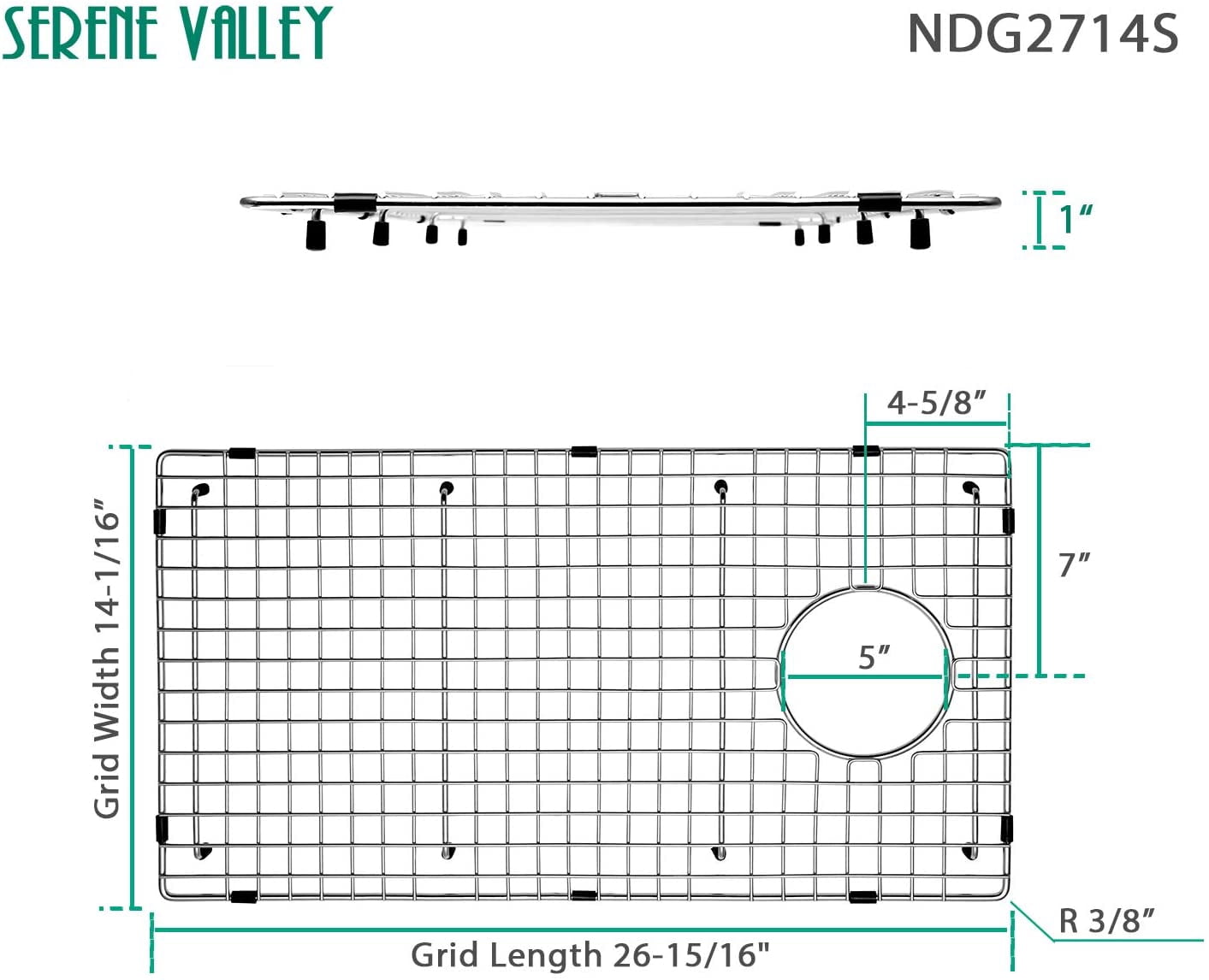 Sink Bottom Grid 26-15/16" X 14-1/16", Side Drain with Corner Radius 3/ ...
