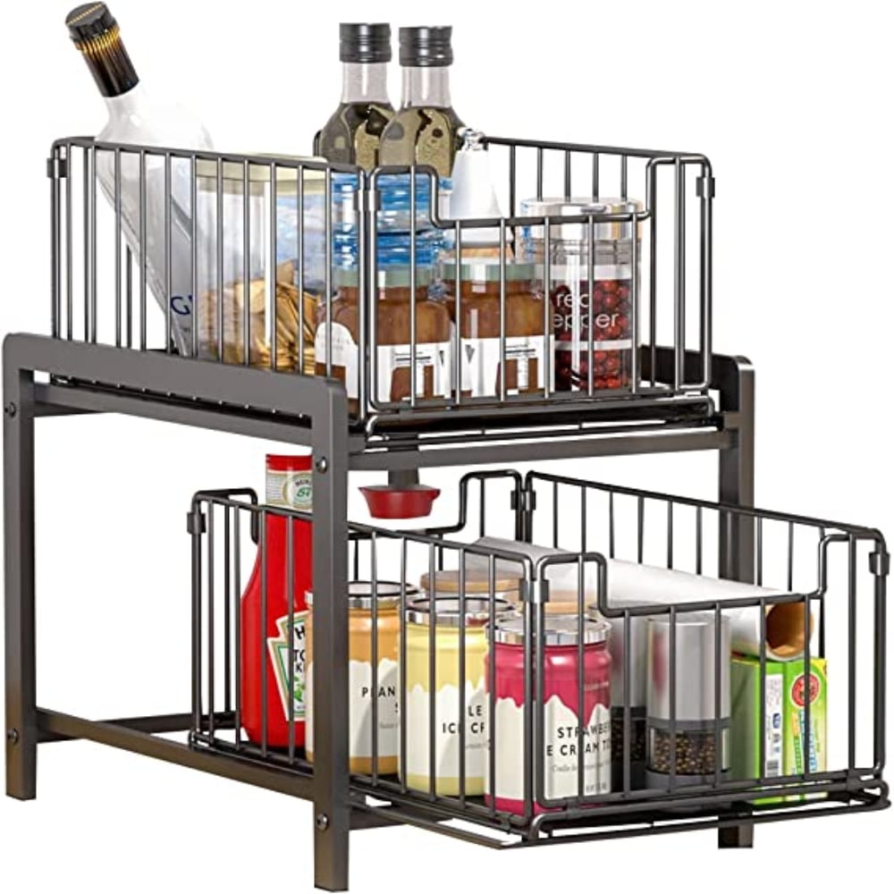 Under Sink Cabinet Under Bathroom Storage Organizer 2 Tier Stackable ...