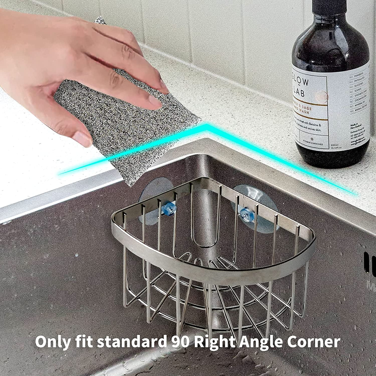 Sink Caddy, Dish Cloth Hanger Sponge Holder, Save Space Triangle 2-in-1 ...
