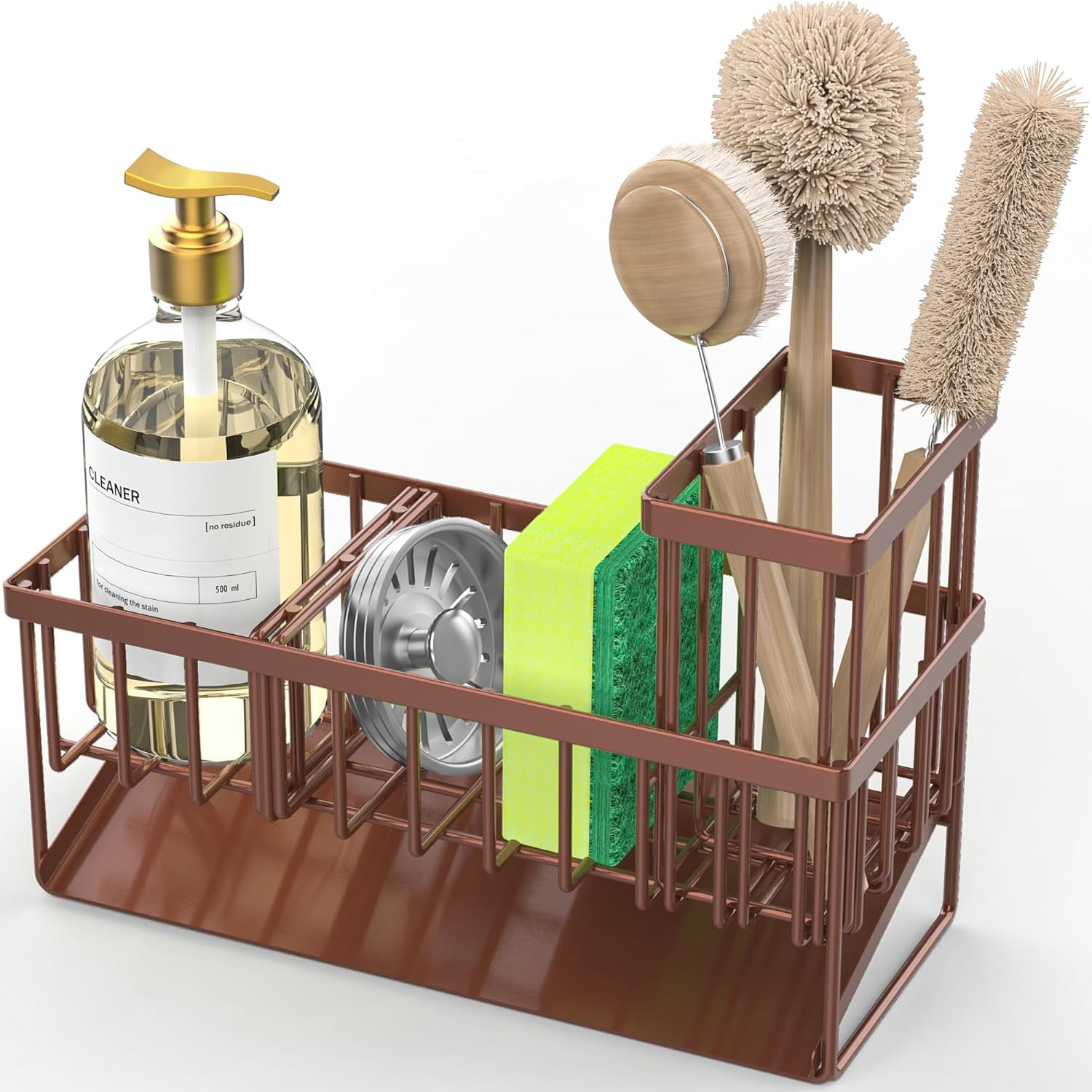 Sink Caddy Organzier with High Brush Holder, Sponge Holder for Sink ...
