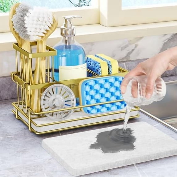 Sink Caddy Sponge Holder - Kitchen Sink Organizer with Instant Drying ...