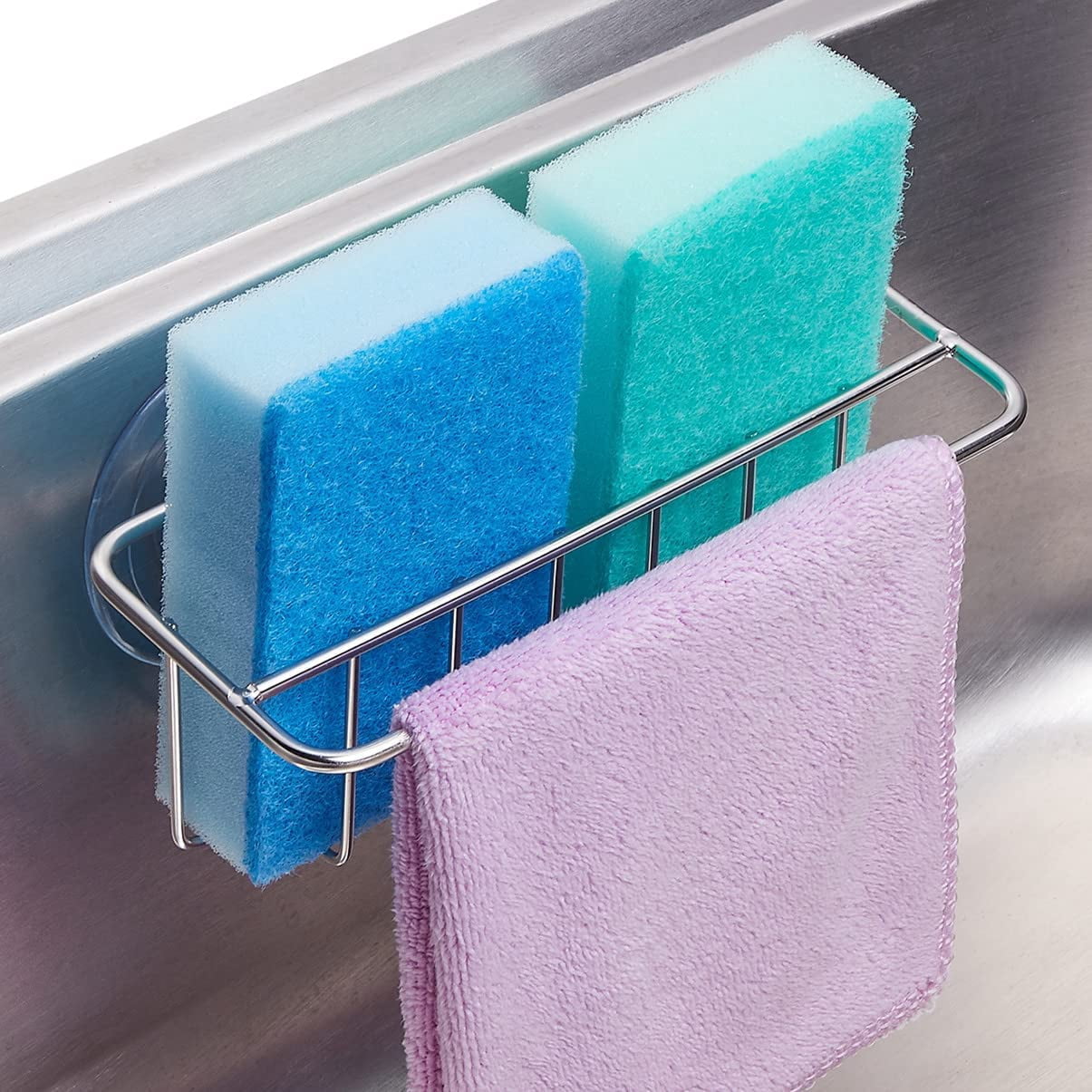 Sink Caddy Sponge Holder for Kitchen Sink Dish Cloth Hanger 2 ...