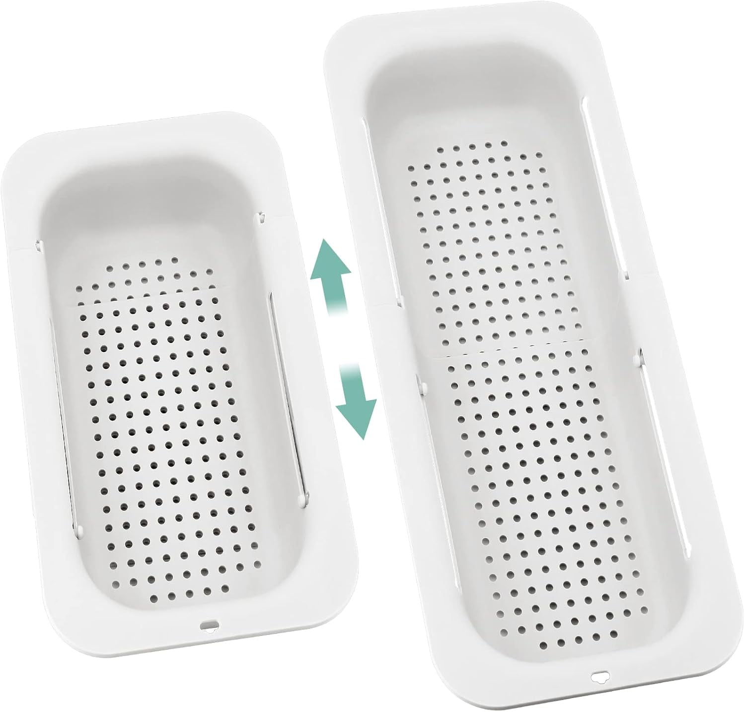 Over the Sink Colander, White Sink Strainer for Kitchen Expandable ...