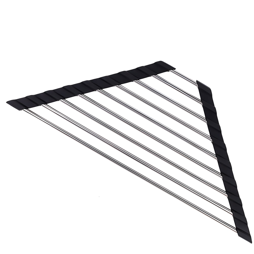 Sink Corner Drying Rack Triangular Sponge Holder Sink Rolling-up Drying ...