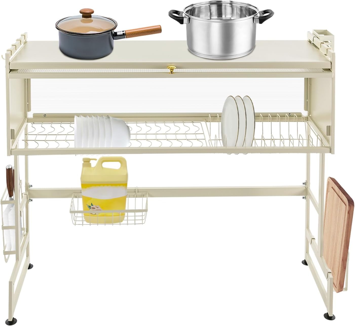 Over The Sink Dish Drainer Drying Rack,2 Tier Metal Dish Rack Over Sink ...