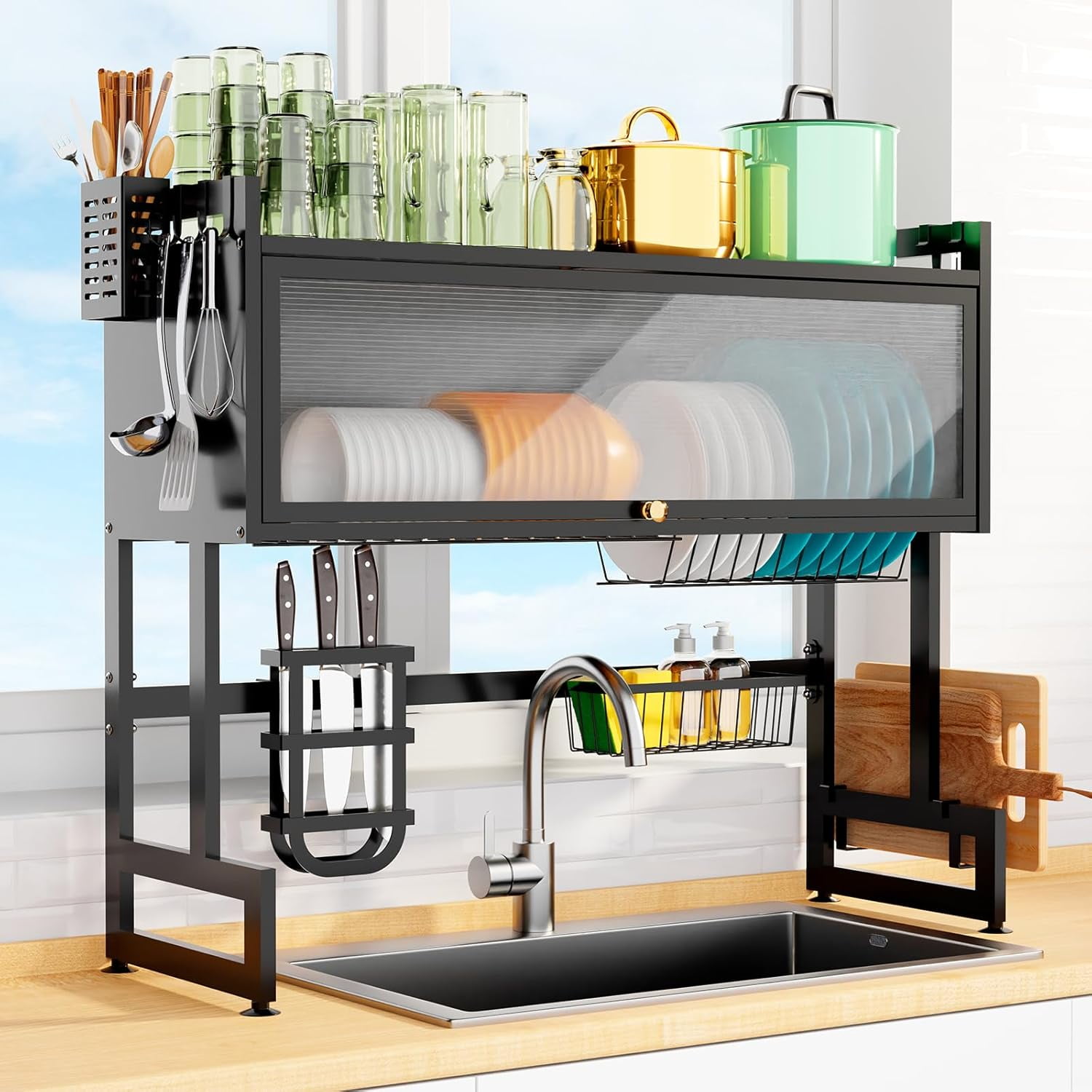 Over The Sink Dish Drainer Drying Rack, 3 Tier Over The Sink Dish Rack ...