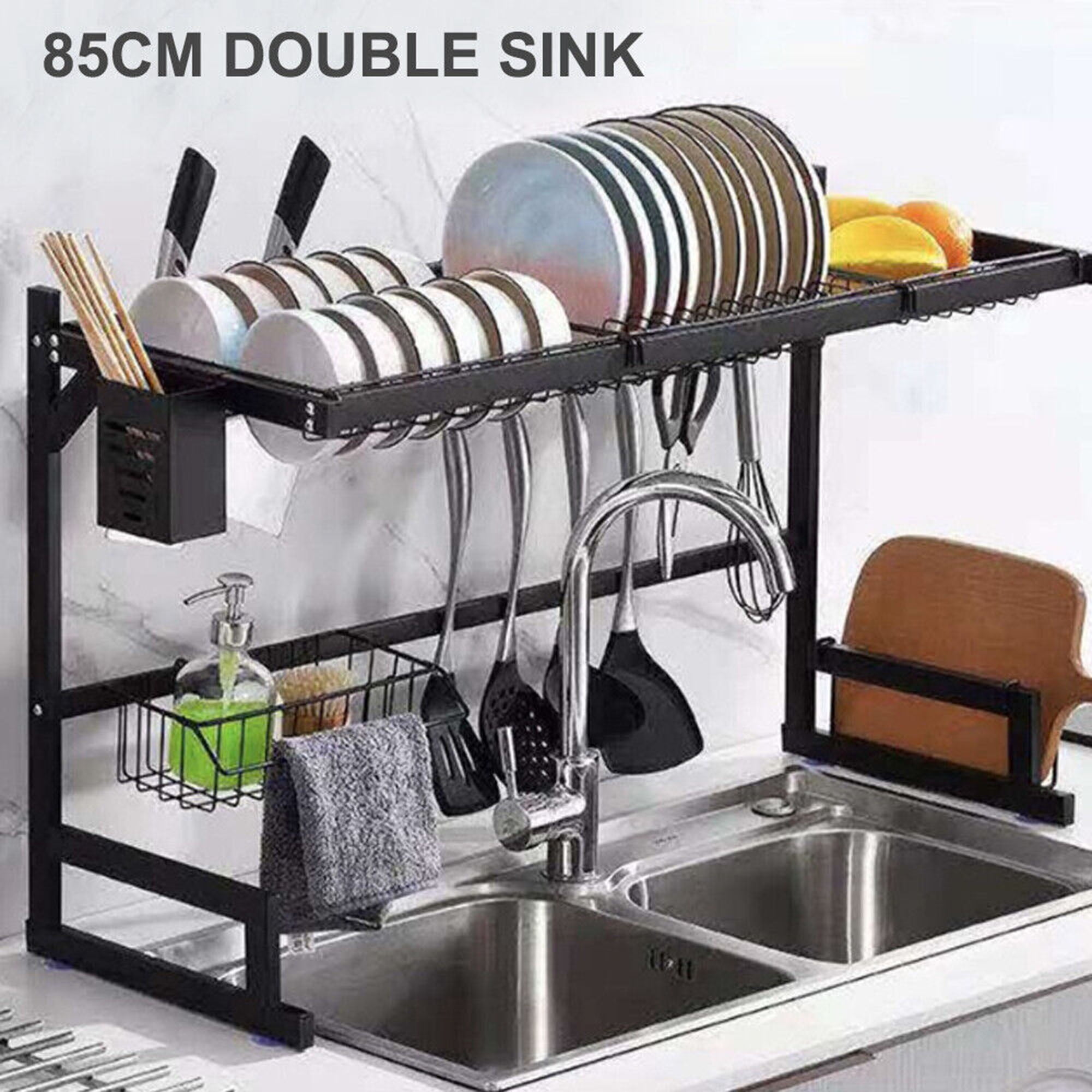 Over the Sink Dish Drying Rack -2 Tier Stainless Steel Large Kitchen ...