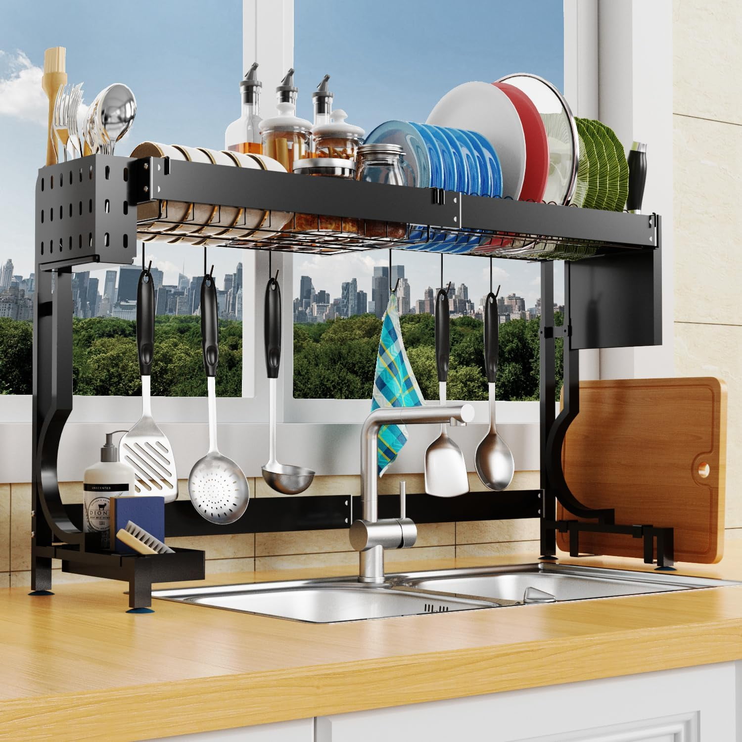 Over The Sink Dish Drying Rack, Expandable Dish Rack (21.1" to 37" wide ...