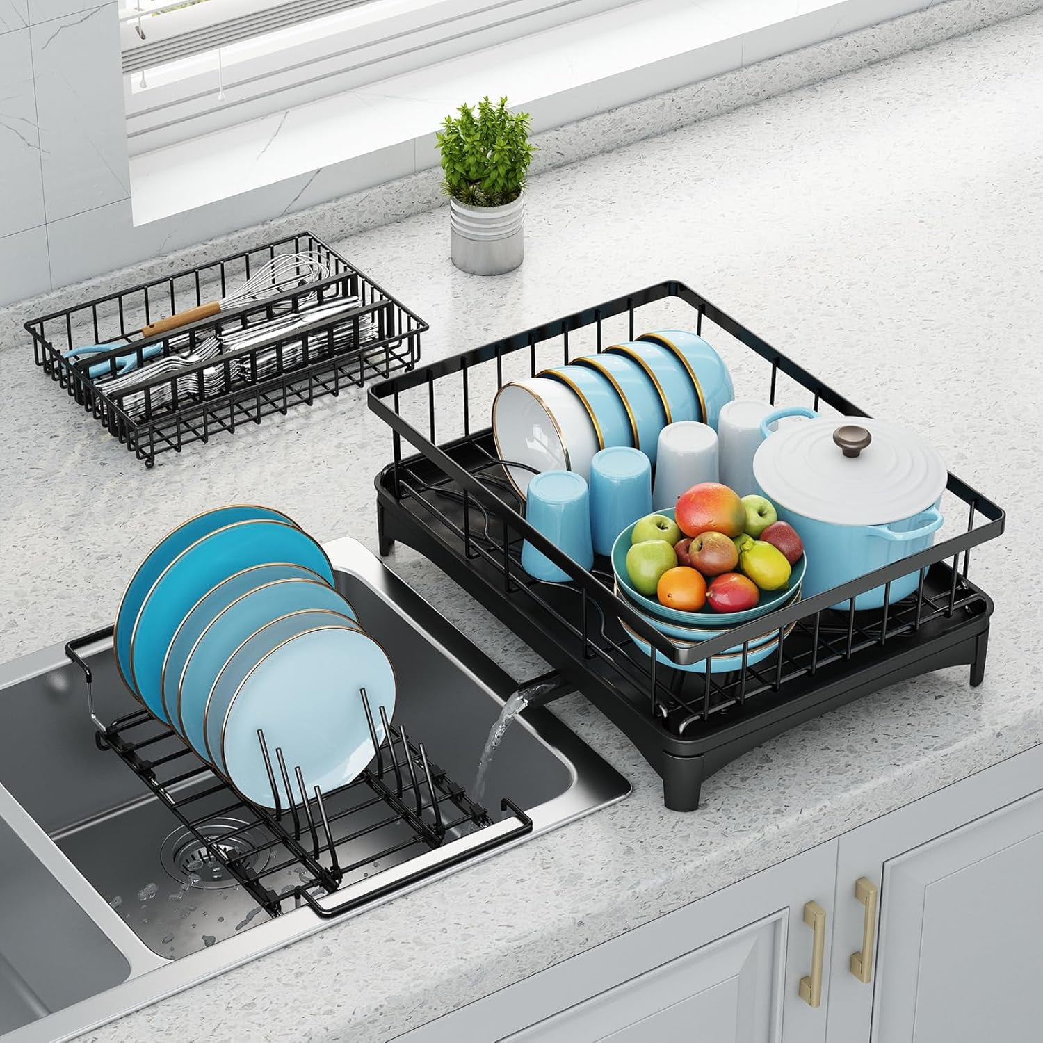 Sink Dish Drying Rack - Expandable Small Dish Rack Over Sink with ...