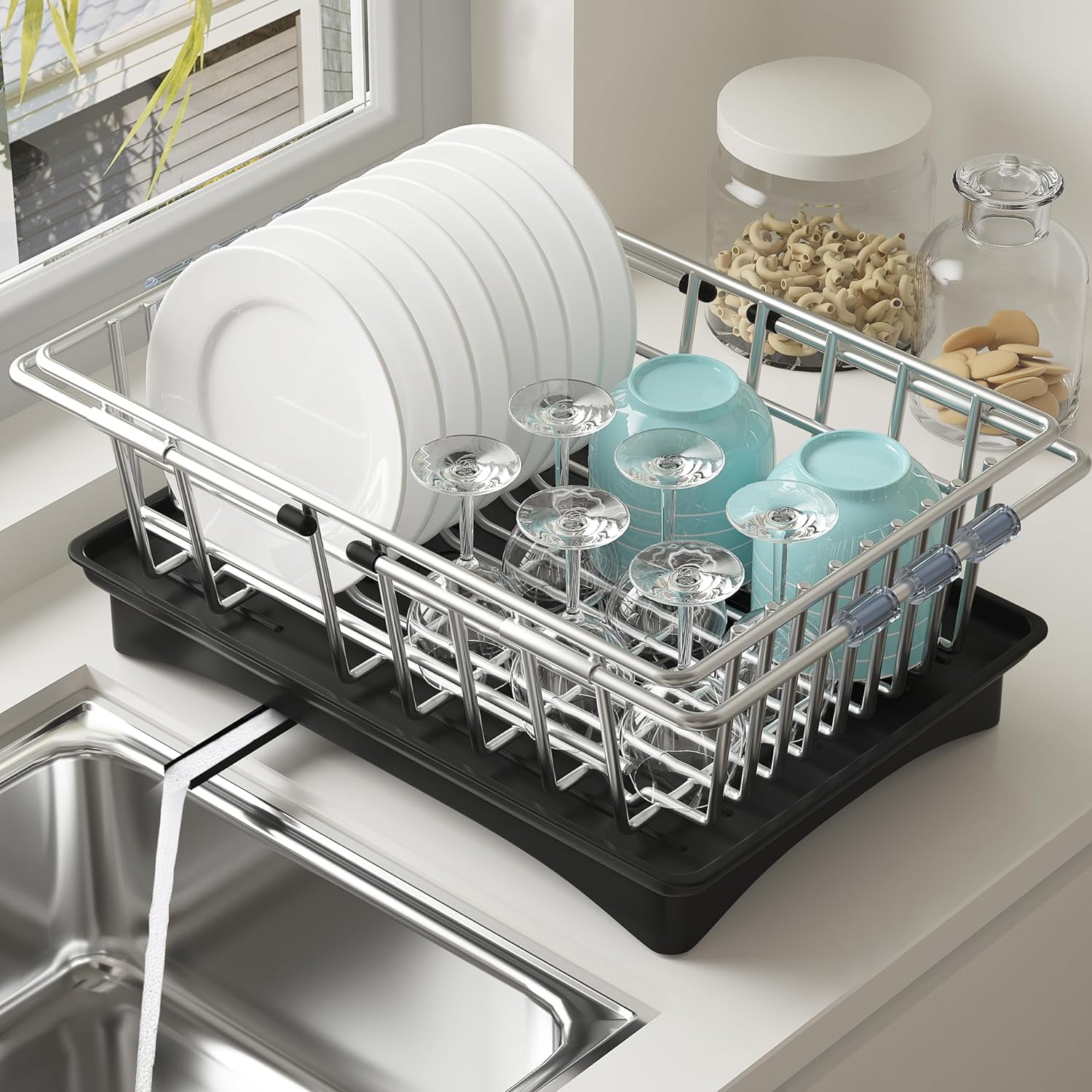 Sink Dish Drying Rack - Expandable Stainless Steel Dish Drainers For ...