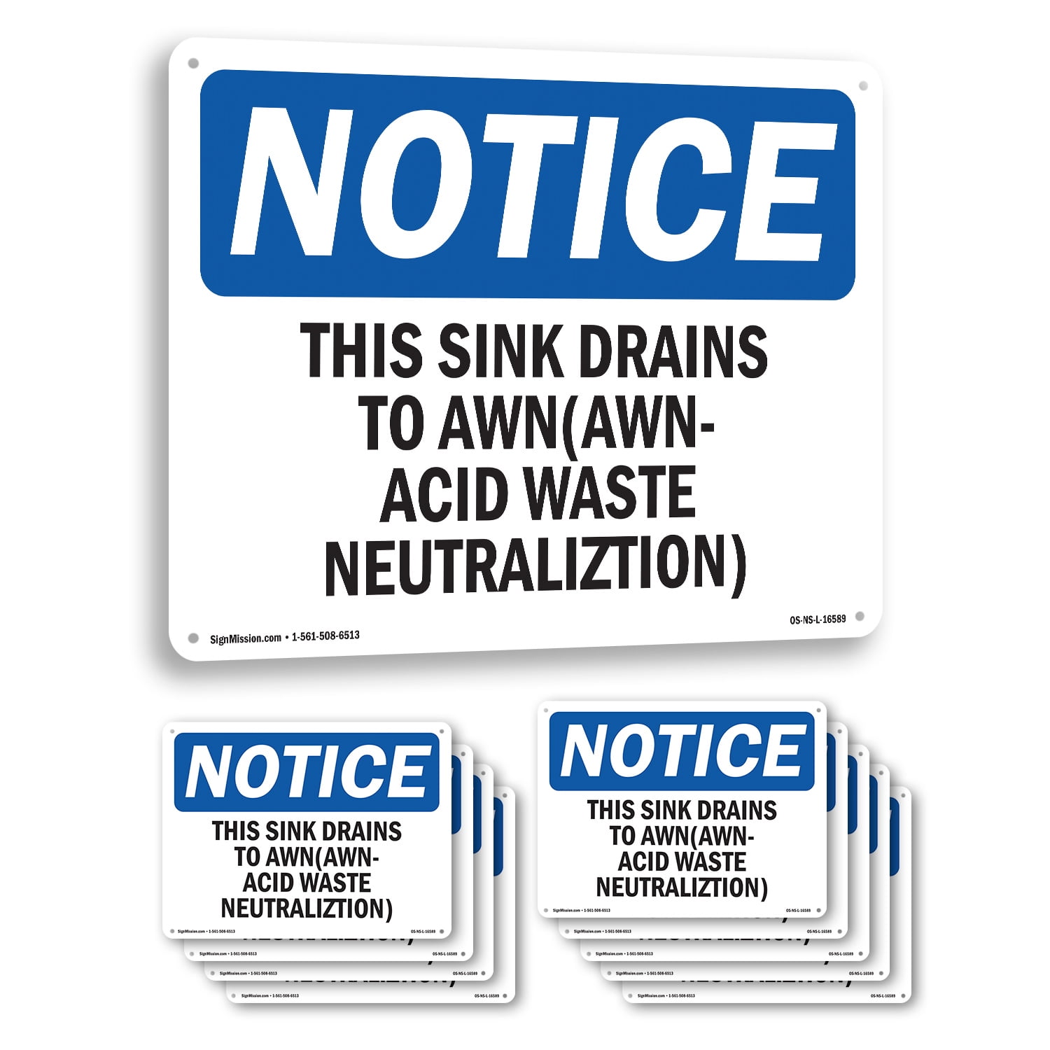 Sink Drain AWN Acid Waste Neutralization OSHA Notice Aluminum Sign 24 ...