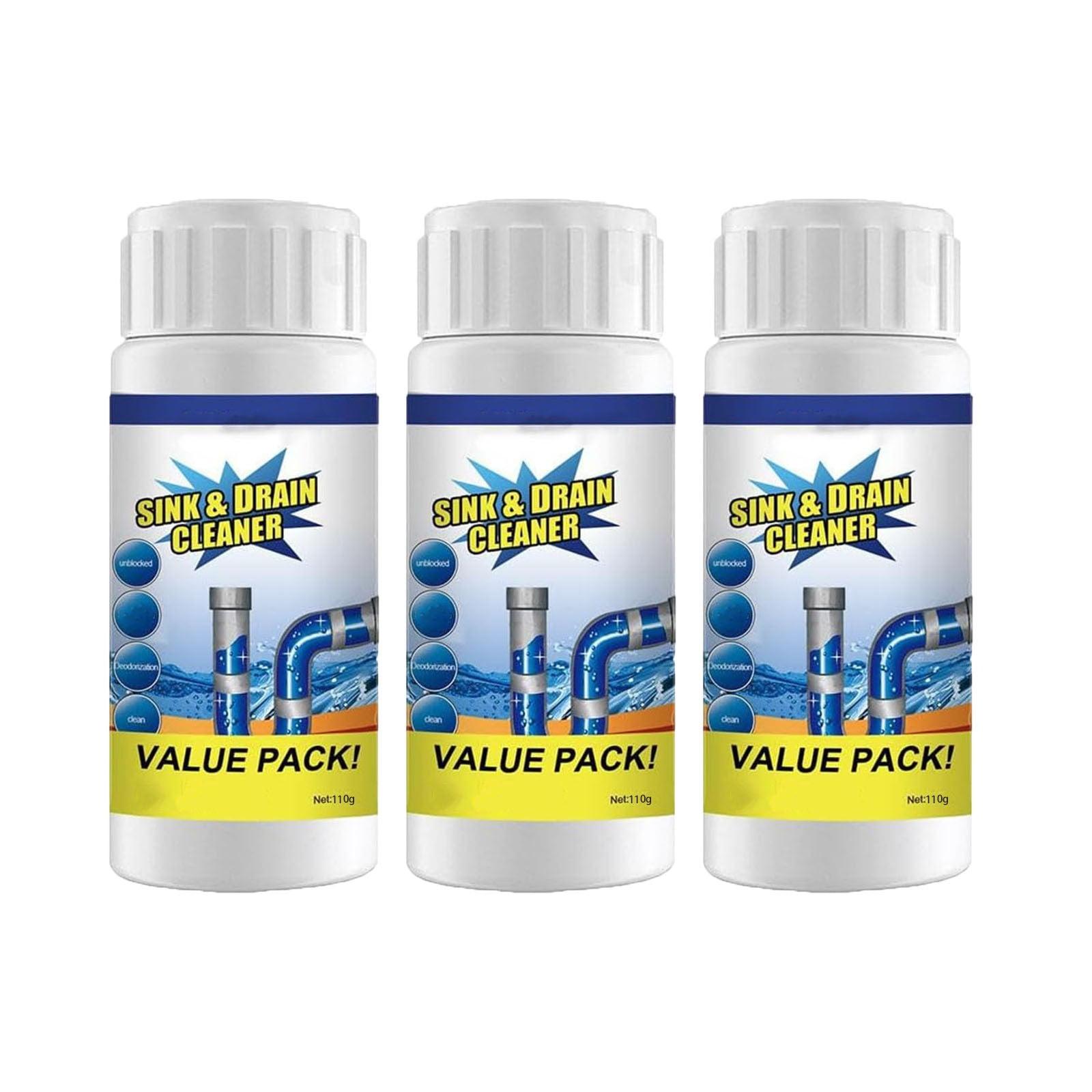 Sink & Drain Cleaner, Drain Cleaner Powder, Bottle, Sewer Pipe ...