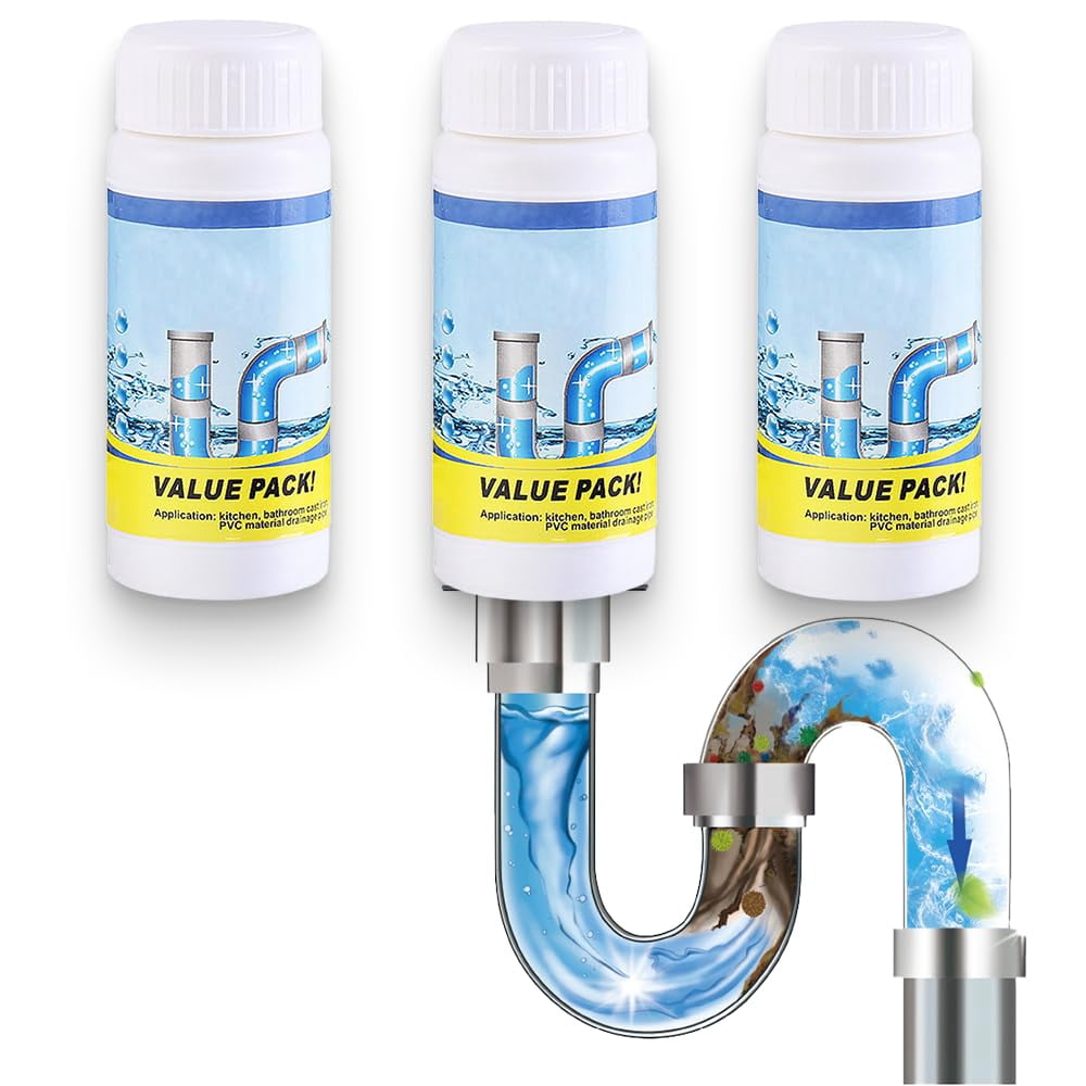 Sink & Drain Cleaner Powder, Rapid Foam Fast Acting Pipe Declogger ...