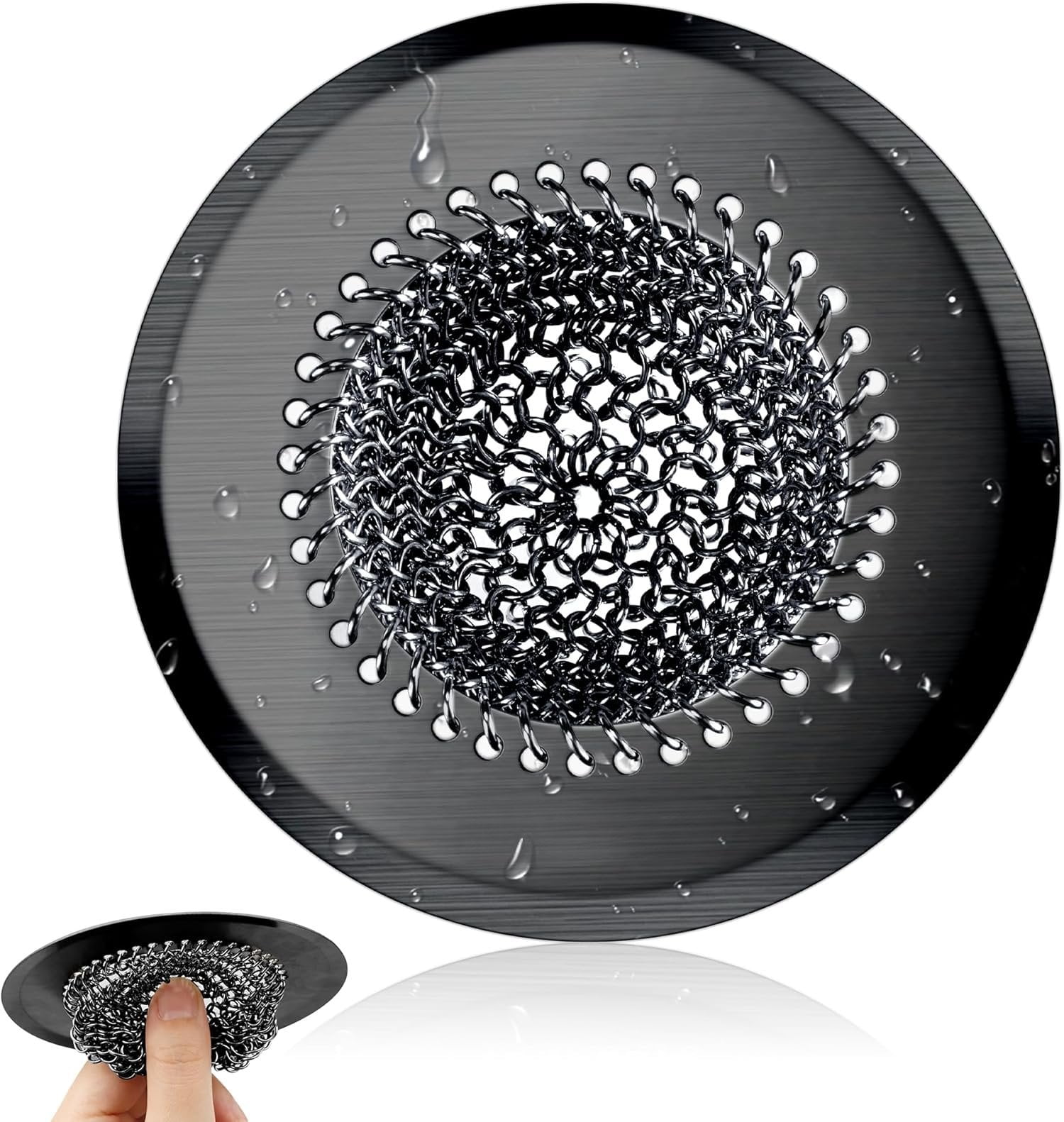 Sink Drain Strainer, Reversible Chain Mesh Kitchen Sink Drain Strainer ...