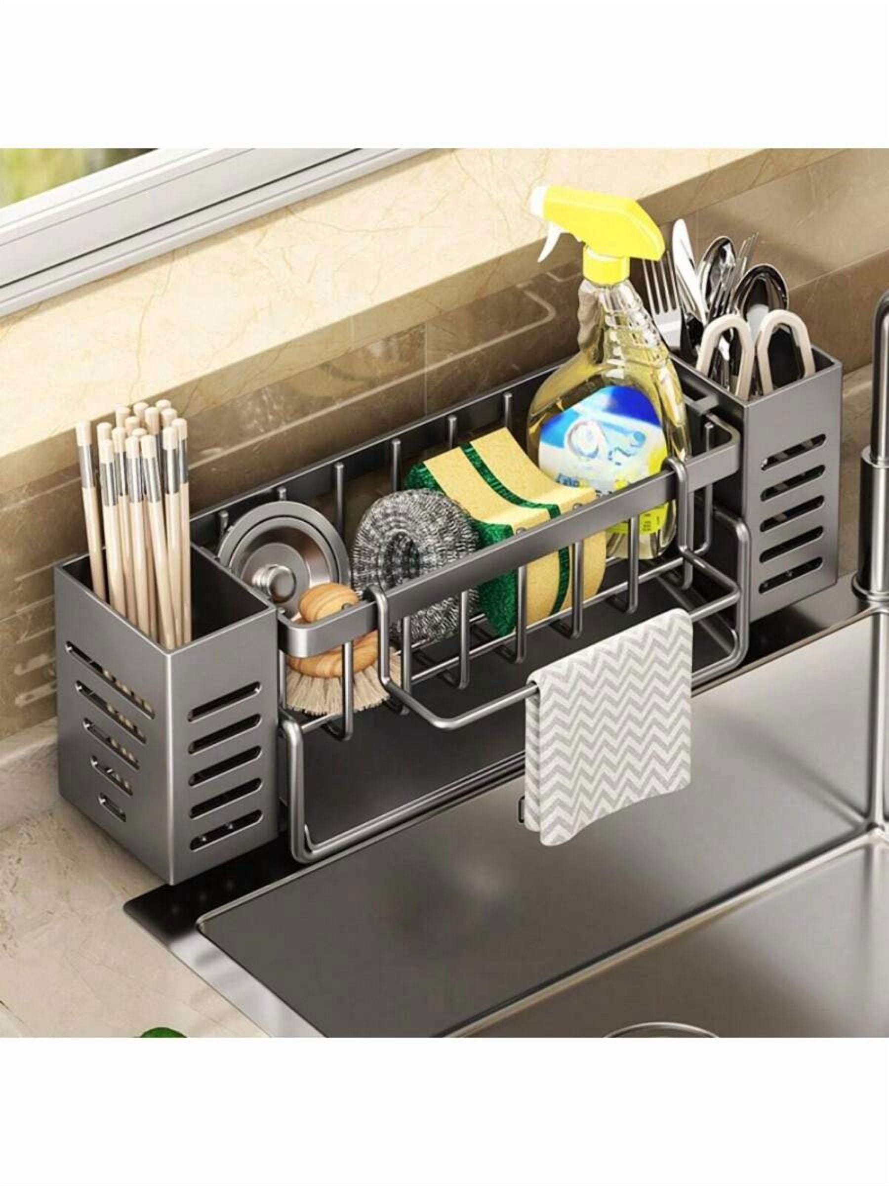 # Sink Drainer Rack Set with Removable Rag Pole – Includes Sponge ...