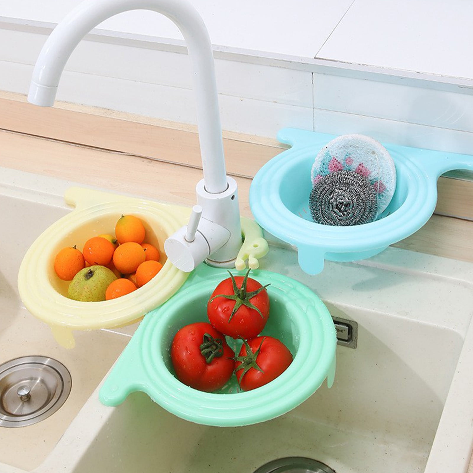 Sink Draining Basket, Plastic Saddle Type Strainer, 27x20x4cm Green ...
