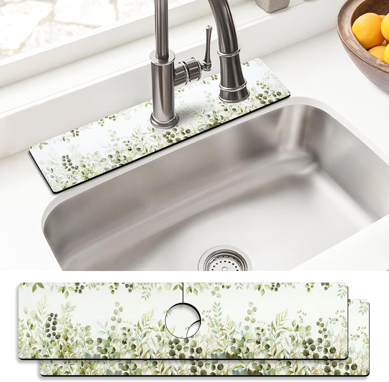 Sink Faucet Absorbing Mat, 2 Pack Drying Mat Around Faucet Sink Splash ...