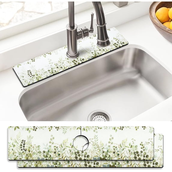Sink Faucet Absorbing Mat, 2 Pack Drying Mat Around Faucet Sink Splash ...