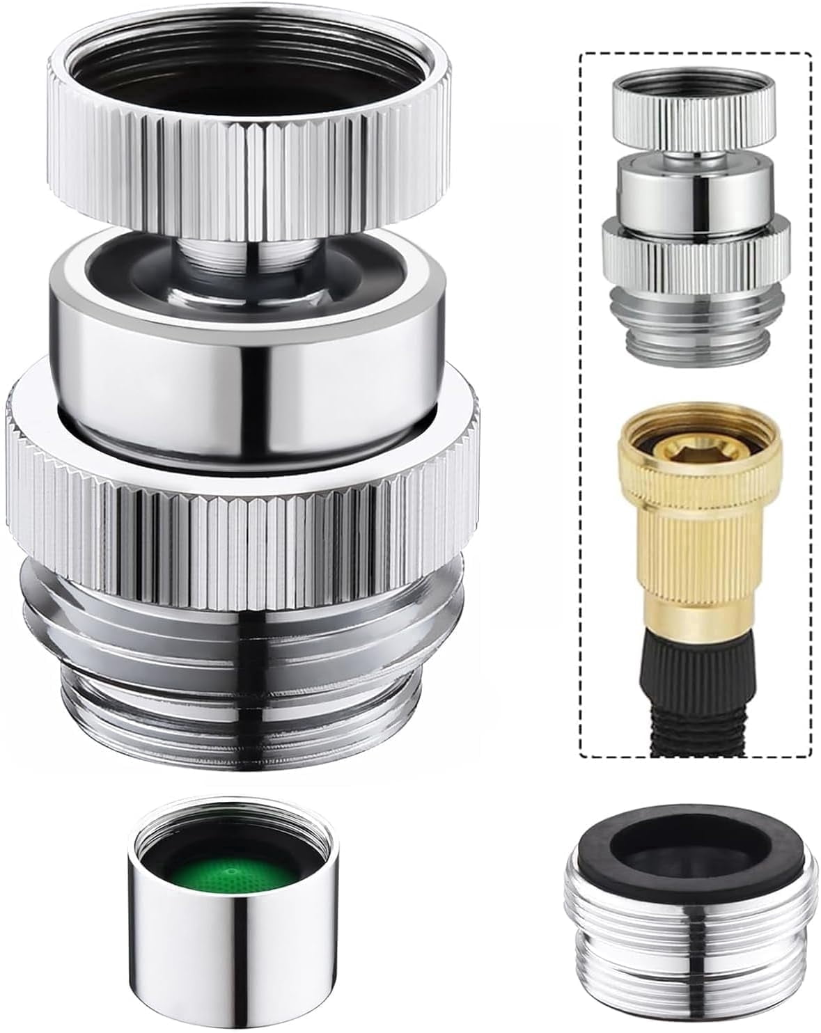 Sink Faucet Adapter Kit,360 Degree Swivel Faucet to Garden Hose Adapter ...