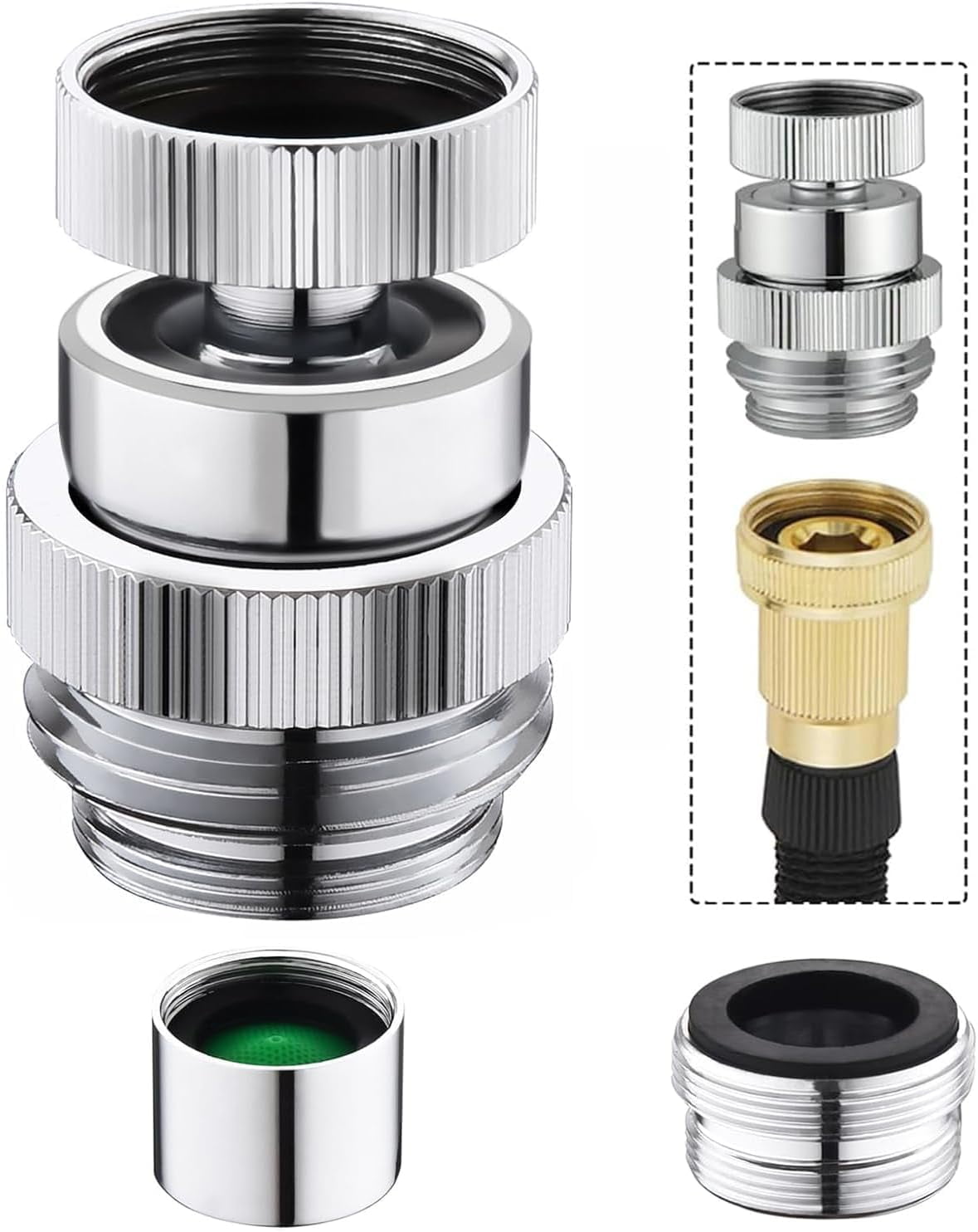 Sink Faucet Adapter Kit,360 Degree Swivel Faucet to Garden Hose Adapter ...