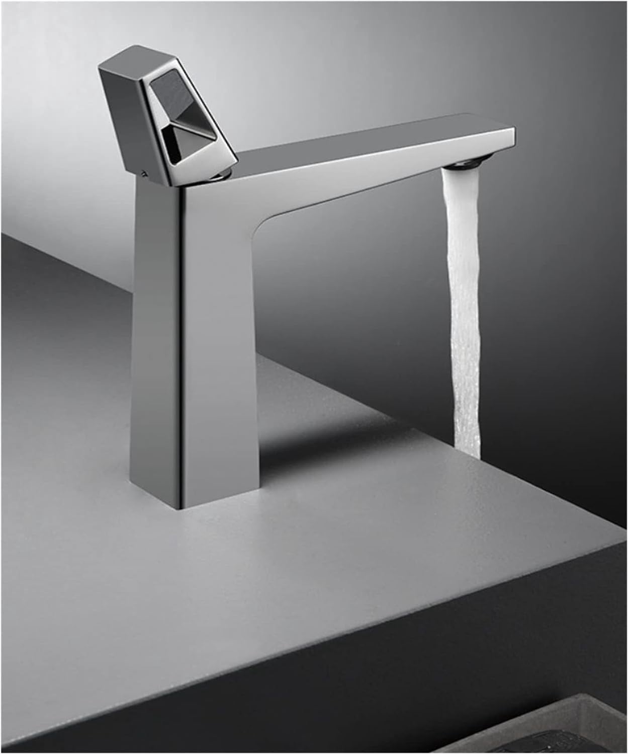 Sink Faucet Bathroom Hot and Cold Brush Gray Basin Water Mixer Tap ...
