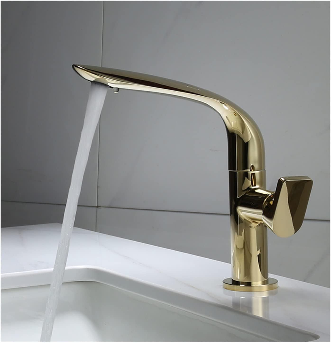 Sink Faucet Bathroom Hot and Cold Gold Single Lever Basin Water Mixer ...