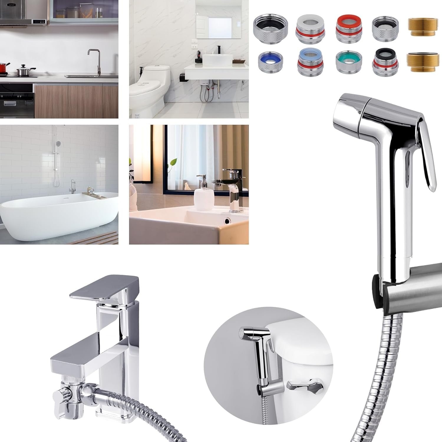 Sink Faucet Hose Sprayer Attachment with 10 Adapters - Dual Function ...