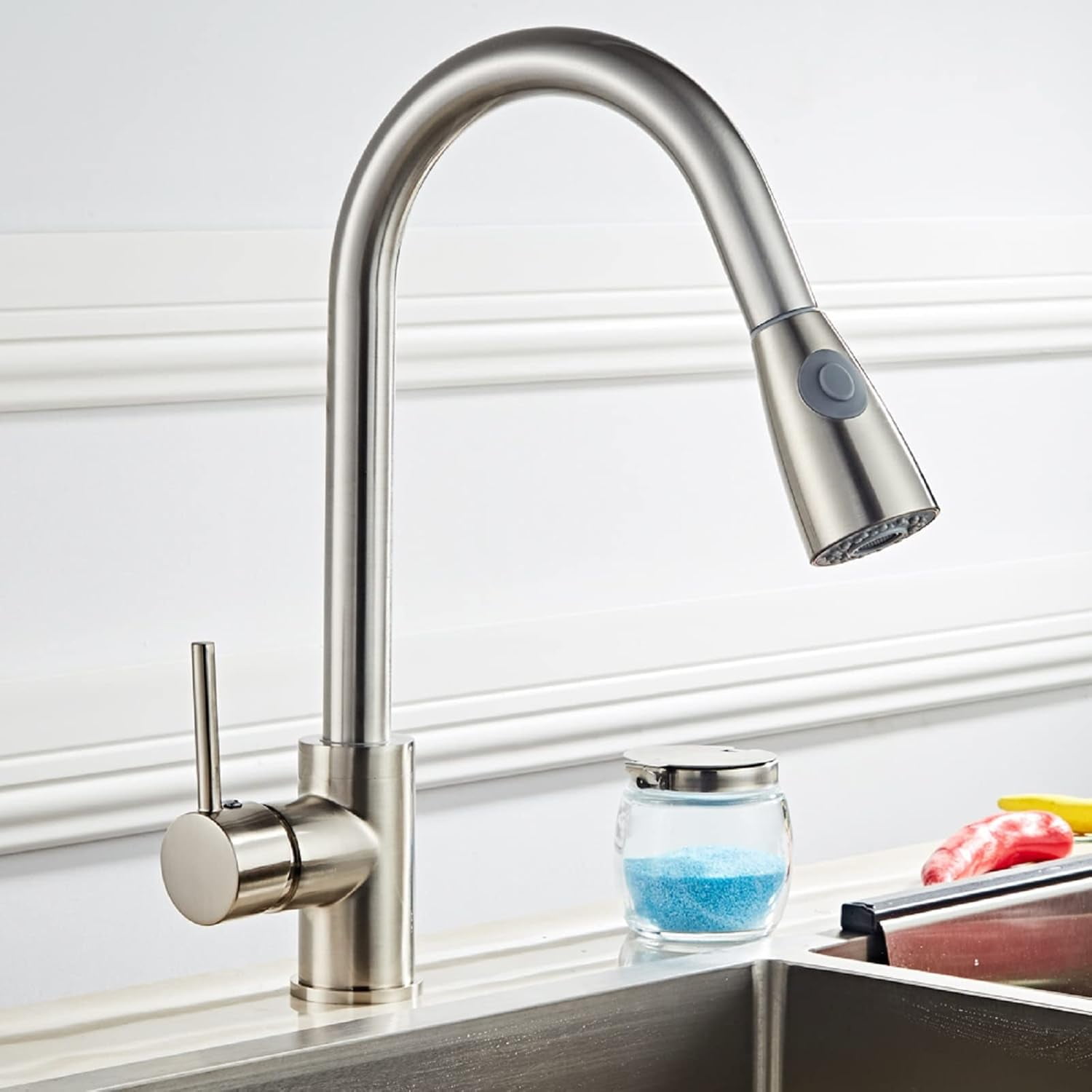 Sink Faucet, Multitask Mode Single Handle High Arc Pull Out Kitchen ...