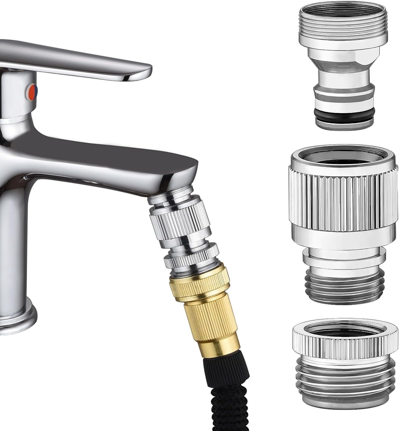 Mamatety Sink Faucet Quick Connector, Brass Chrome, Fits Removable ...