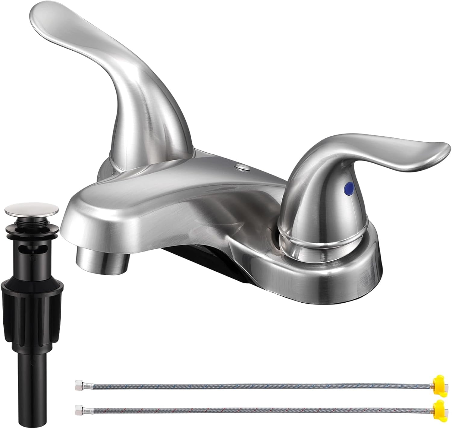 Sink Faucets 2/3 Hole,Brushed Nickel Dual Handles 4 inch Plastic ...