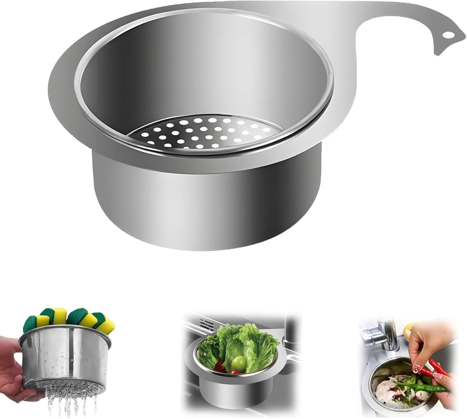Sink Filter Basket, Stainless Steel Draining Basket for Sink, Multi ...