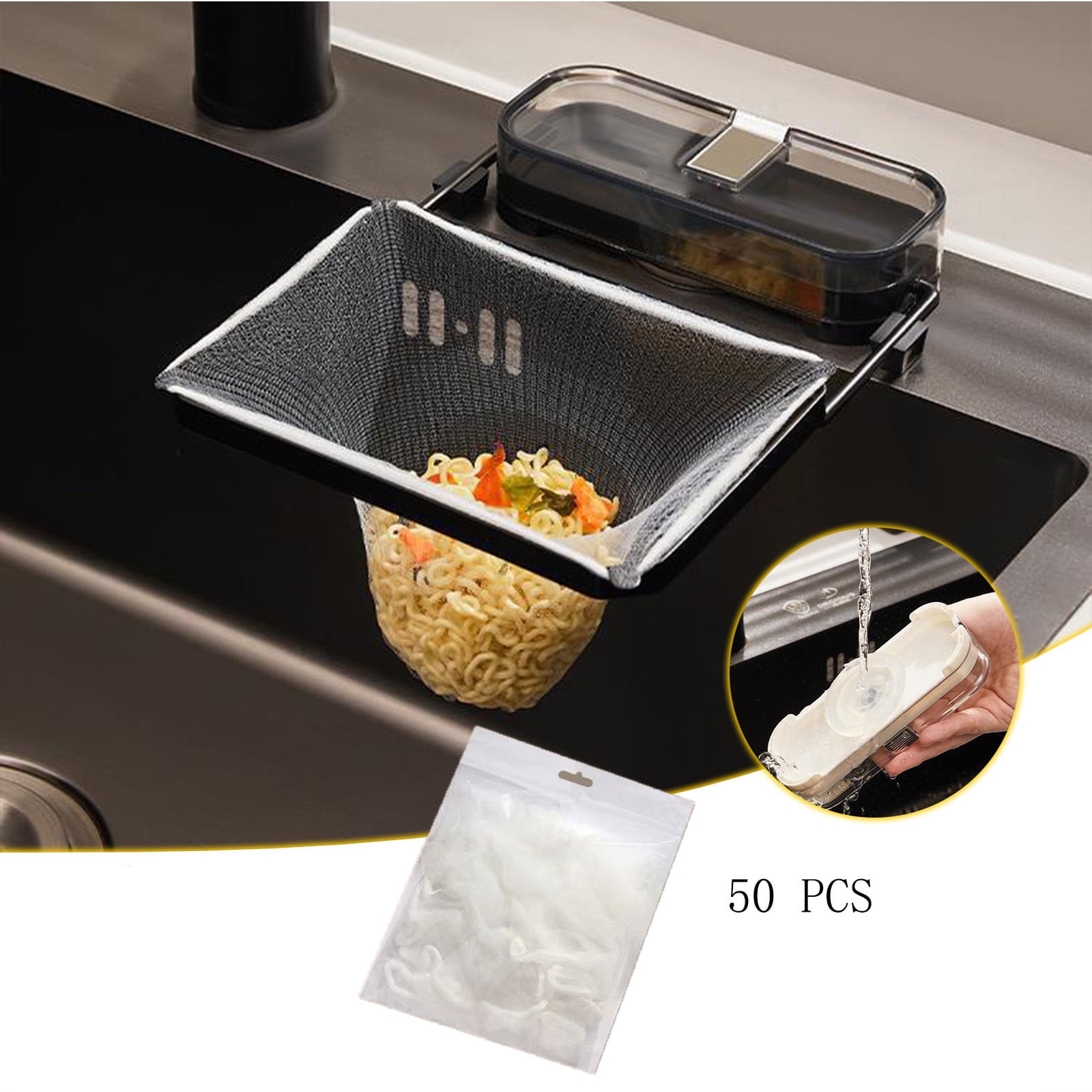 Sink Filter Bracket with 50-Pack Disposable Mesh Bags, Stainless Steel ...