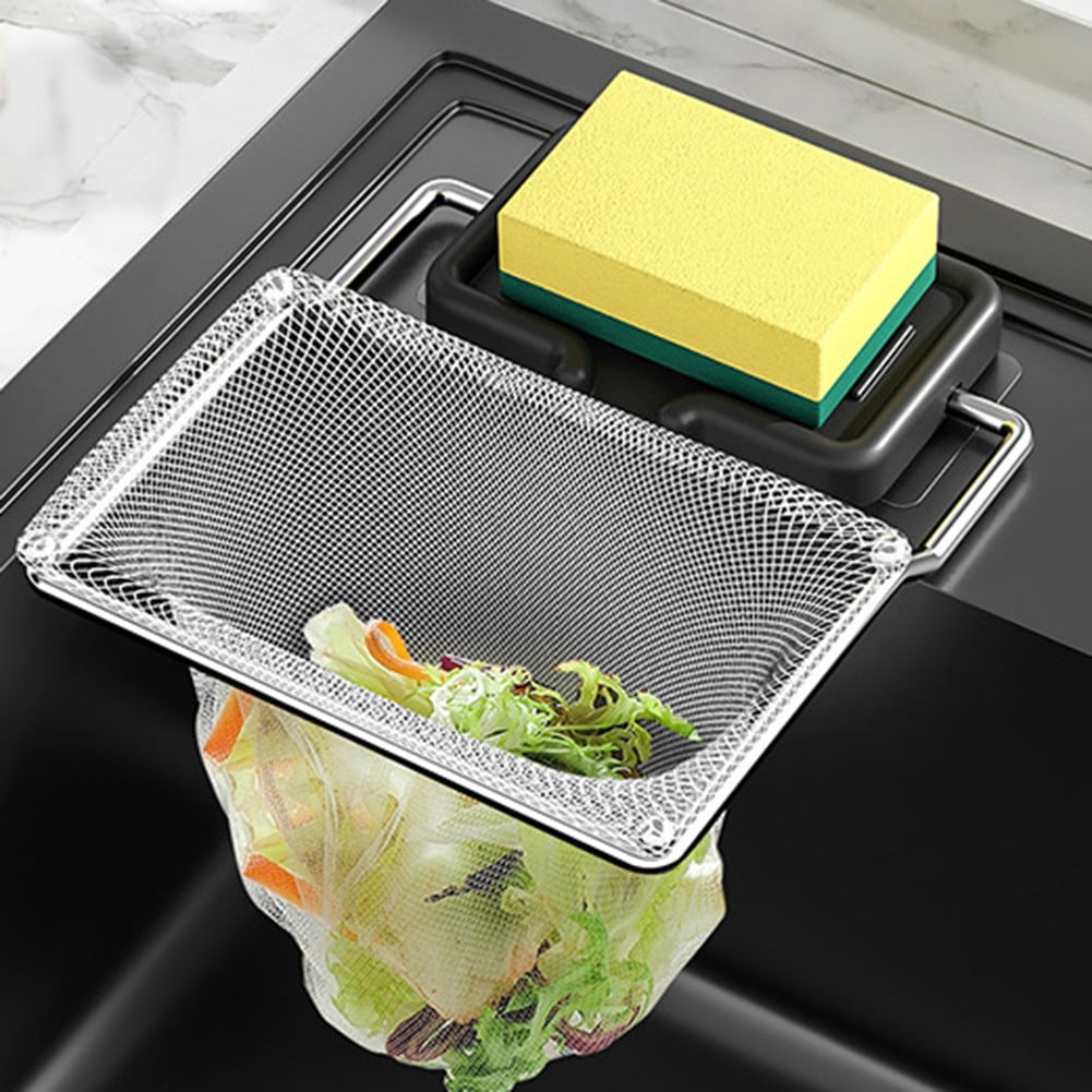 Sink Filter Rack Sink Strainer Mesh Bag Stand Foldable Waste Garbage ...