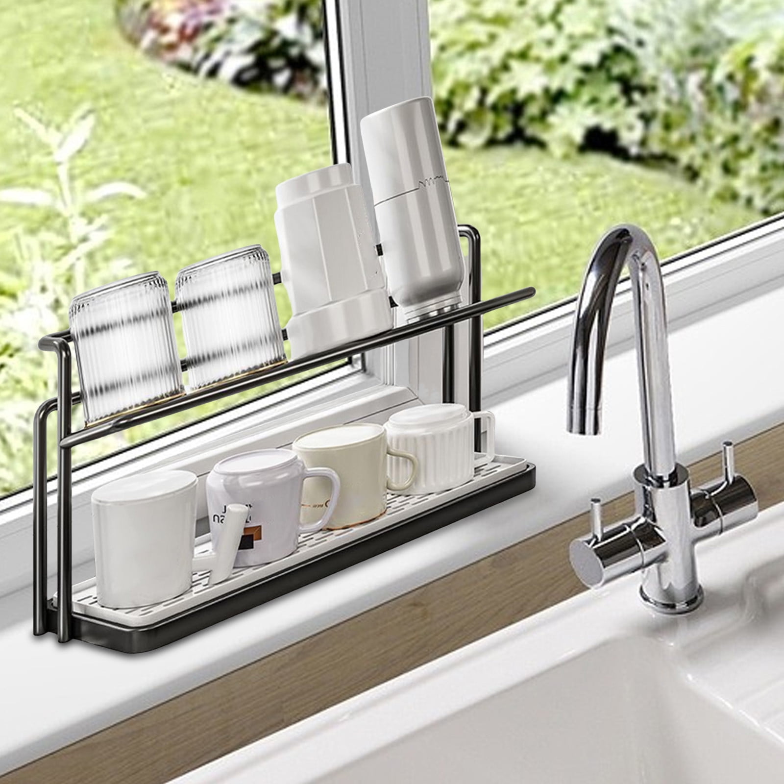 Over Sink Kitchen Organizer, Stainless Steel Drying Rack and Storage ...