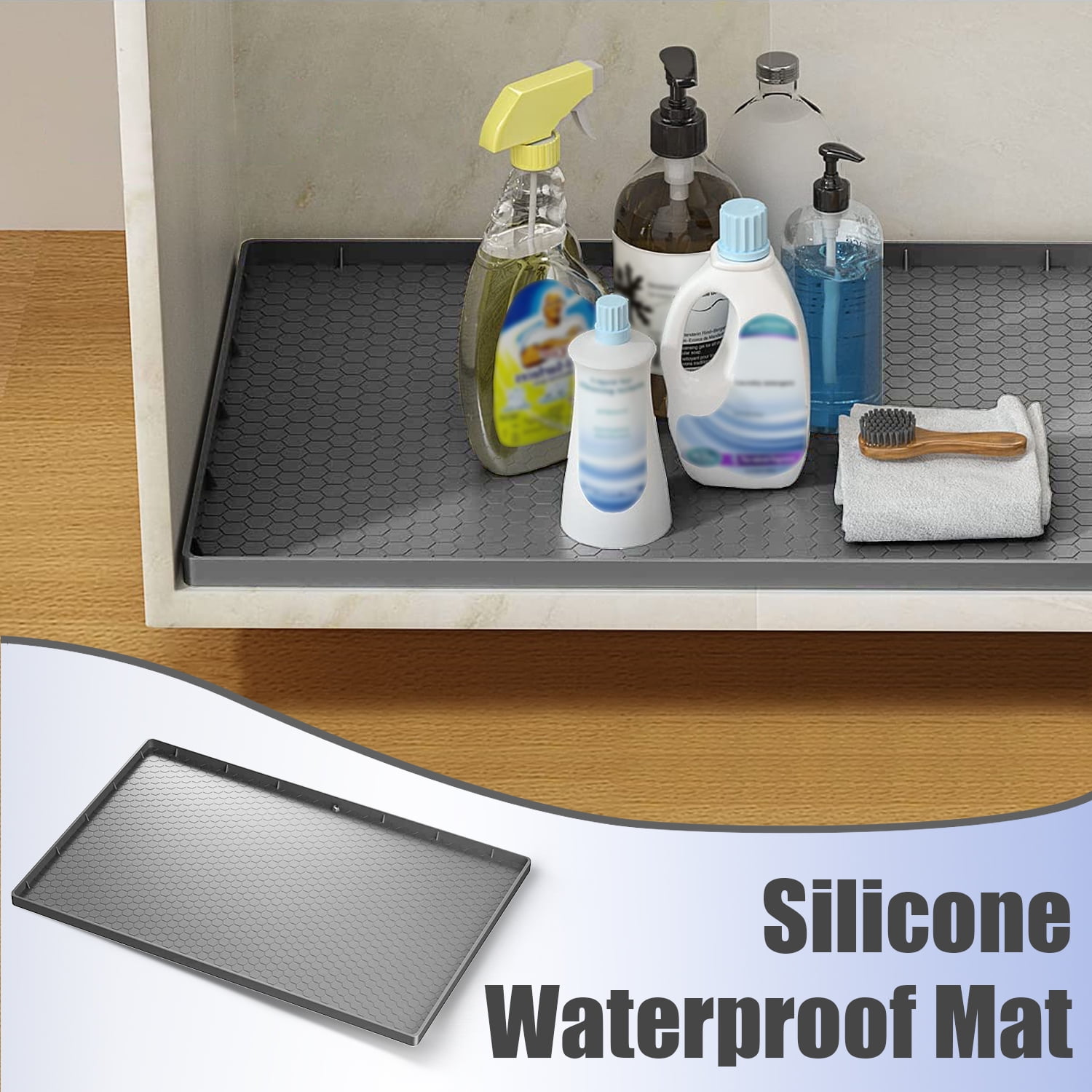 Under Sink Mat for Kitchen Waterproof, 34" x 22" Silicone Under Sink ...