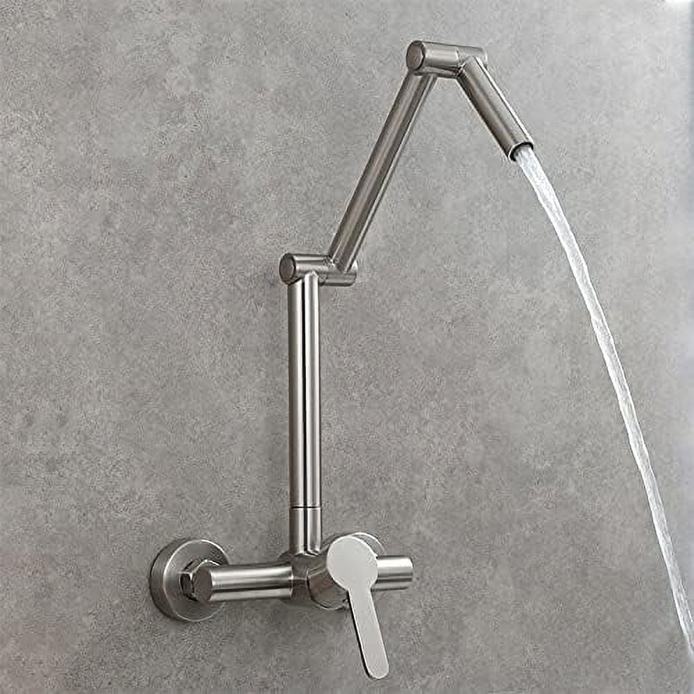 Sink Mixer Tap Wall-Mounted Solid Brass Hot & Cold Kitchen Folding Sink ...