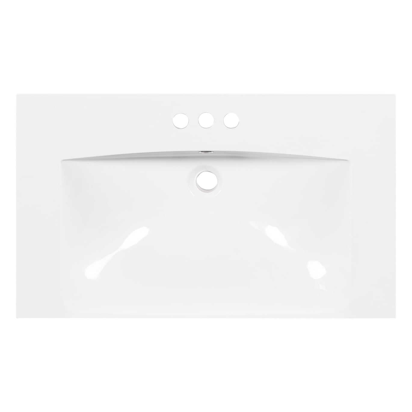 [Sink Only] 30x18 Inch Rectangular Bathroom Resin Vanity Top Sink, 3 ...