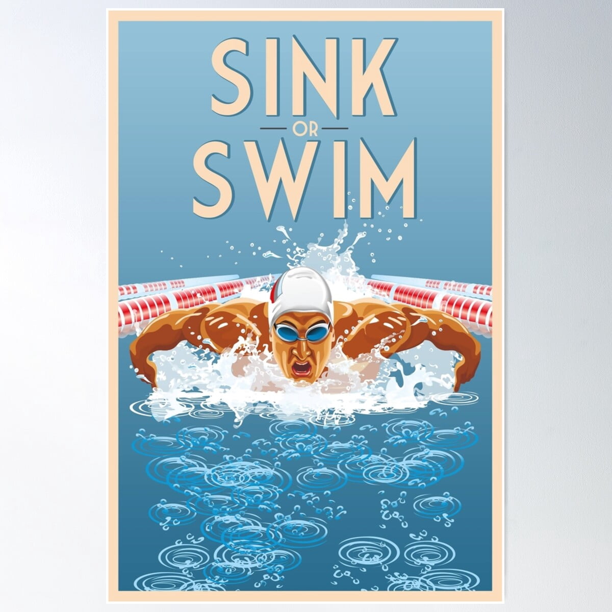 Sink Or Swim, Motivational Poster Wall Art, Modern Wall Decor For ...