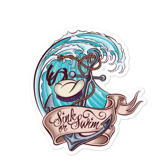 Sink Or Swim Sticker Marine Americana Tattoo Phone Decal Water Bottle ...