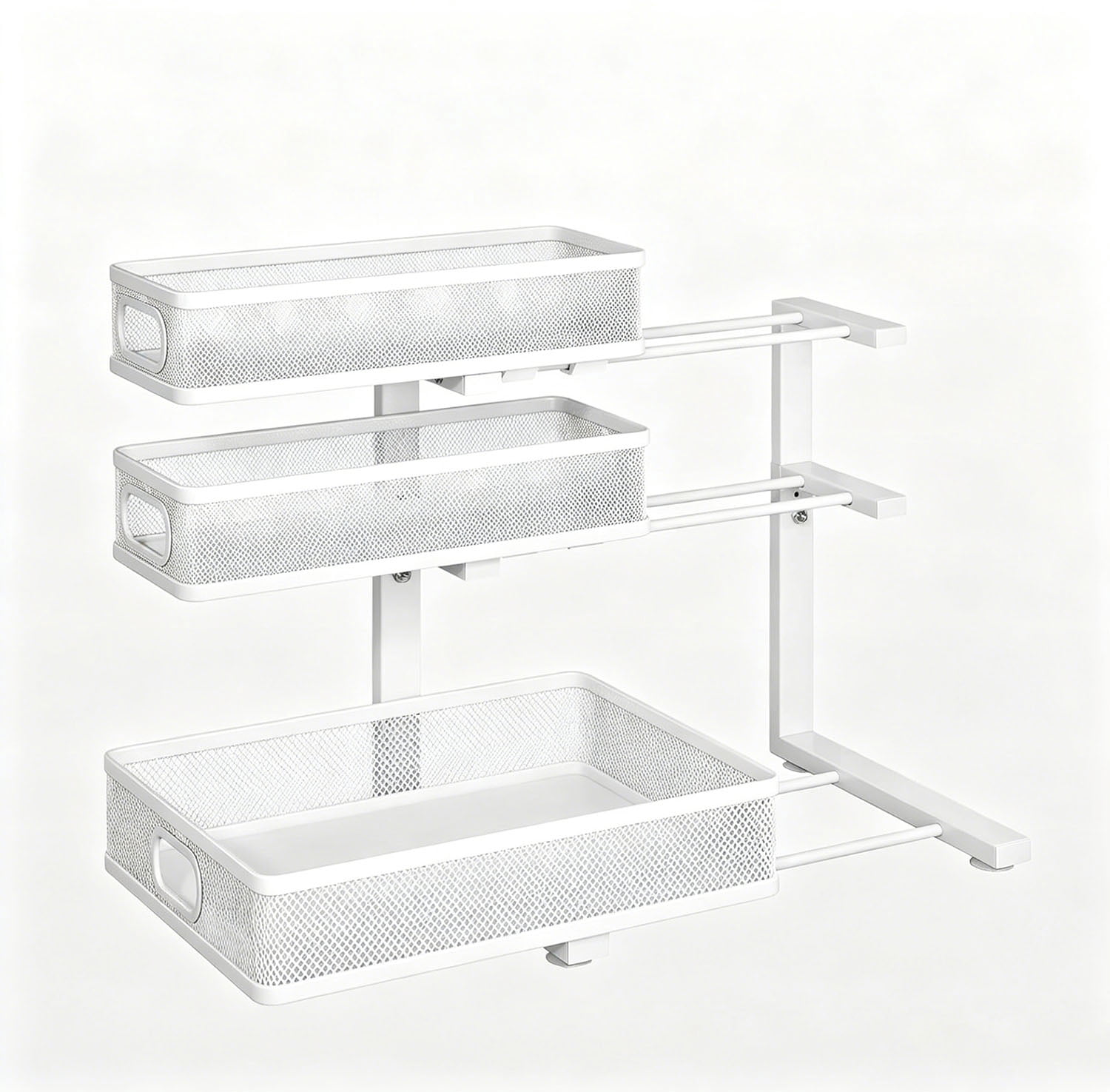 Under Sink Organizer, 2-Pack 3-Tier Height Adjustable Thickened Metal ...
