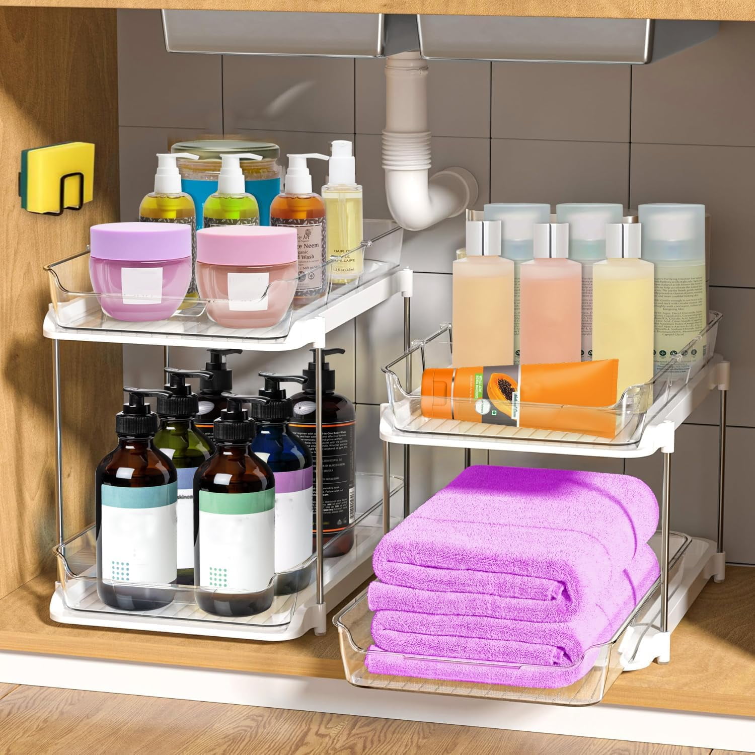 Under Sink Organizer – 2 Sets of 2 Tiers Multi Purpose Under Sink ...